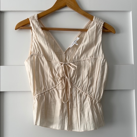 Frame Denim | Tops | Frame Cinched Crinkle Tank Off White Xs | Poshmark